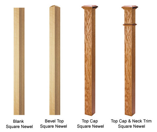 Hardwood Square Balusters & Square Newels - Oak, Birch, White & Paint ...